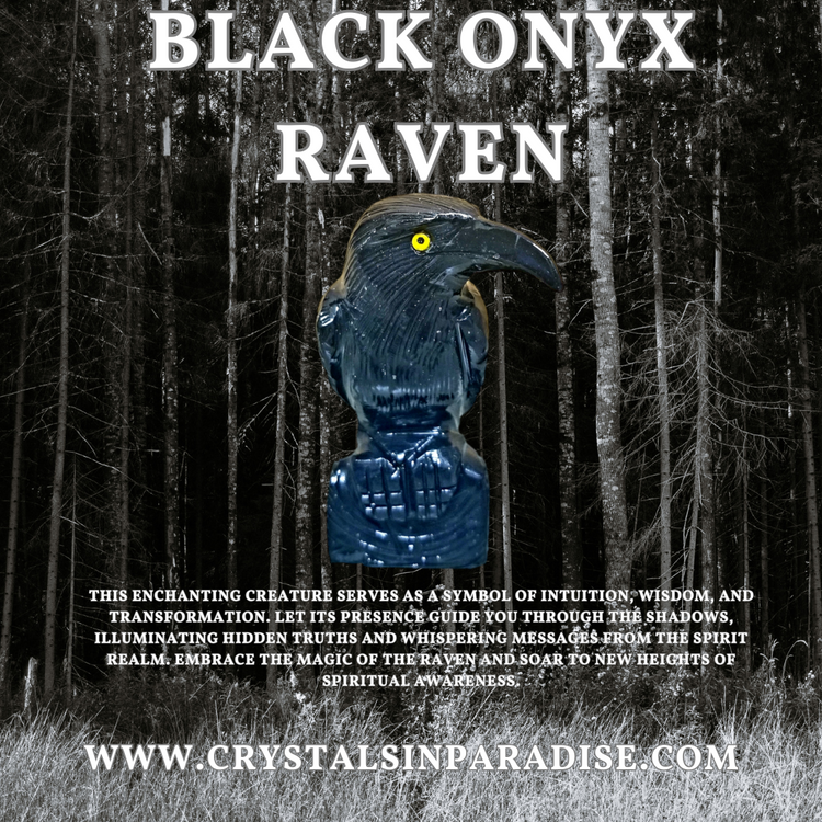 The Raven Sculpture in Black Onyx: A Symbol of Mystery, Transformation ...